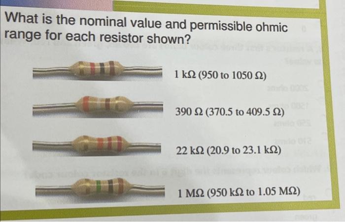 Solved What is the nominal value and permissible ohmic range | Chegg.com