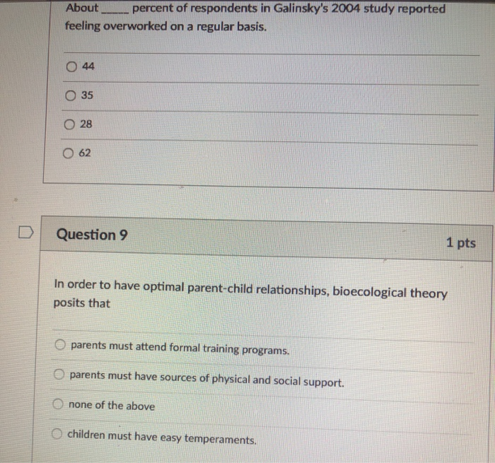 Solved About percent of respondents in Galinsky's 2004 study | Chegg.com