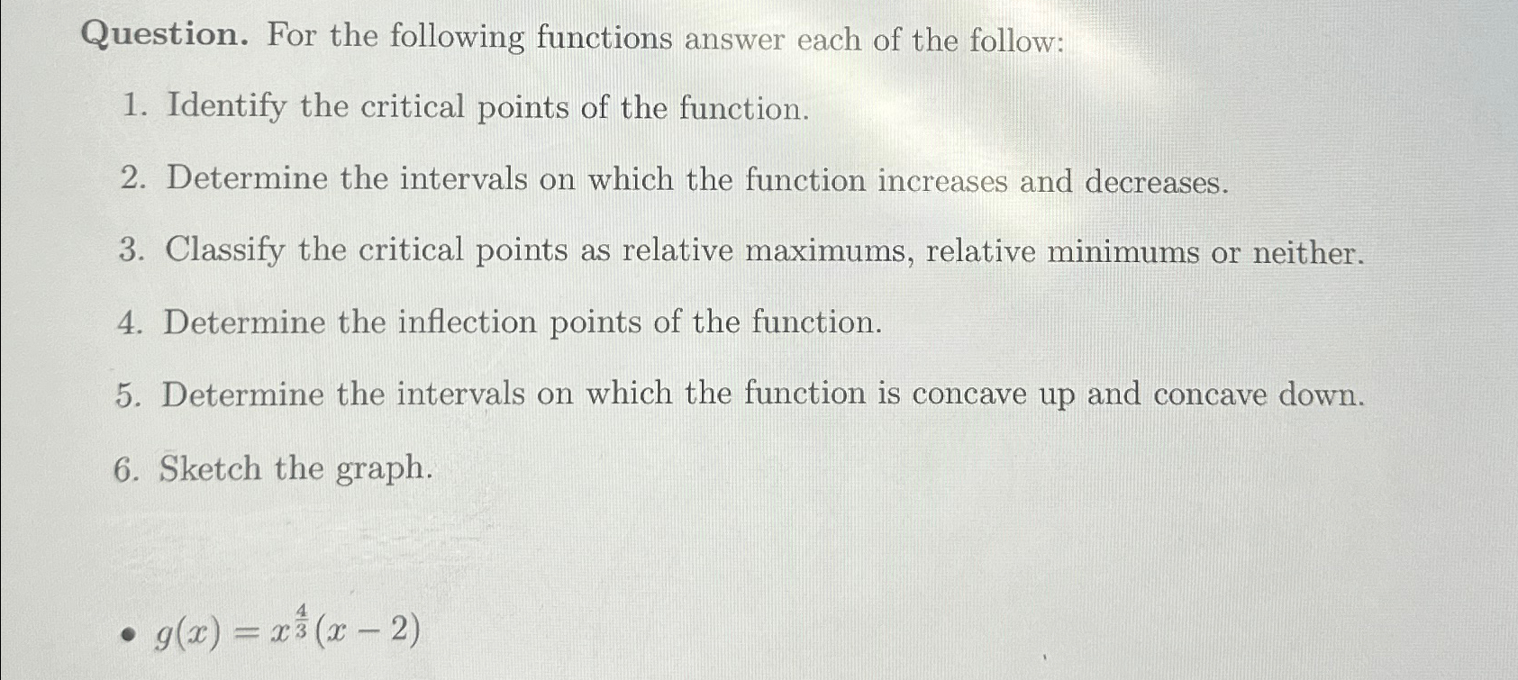 Solved Question. For the following functions answer each of | Chegg.com