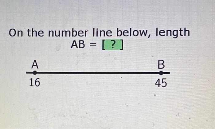 Solved On the number line below, length AB = [?] A B 16 45 | Chegg.com