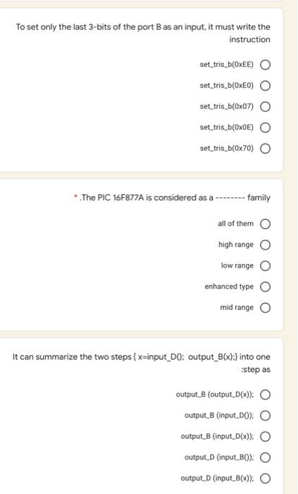 Solved To set only the last 3-bits of the port B as an | Chegg.com
