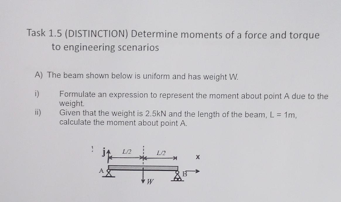 Solved Task 1.5 (DISTINCTION) Determine moments of a force | Chegg.com