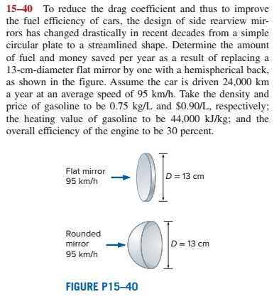 Solved 15-40 To reduce the drag coefficient and thus to | Chegg.com