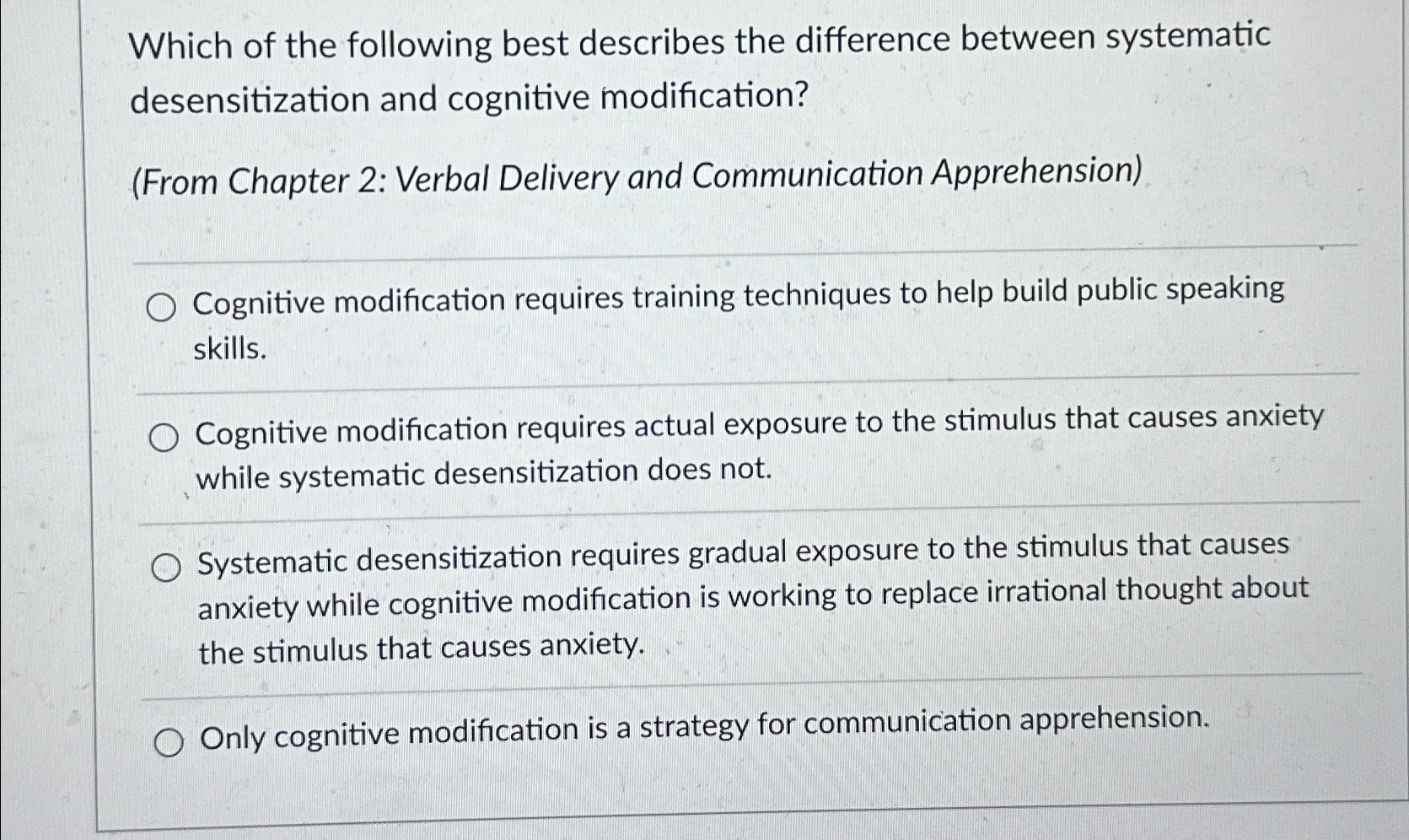 Solved Which of the following best describes the difference | Chegg.com