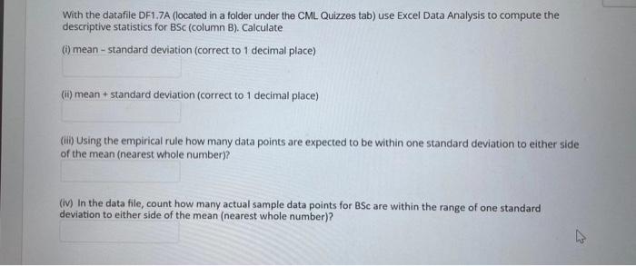 Solved With the datafile DF1.7A (located in a folder under | Chegg.com