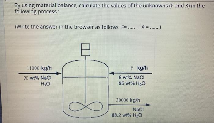 Solved By using material balance, calculate the values of | Chegg.com