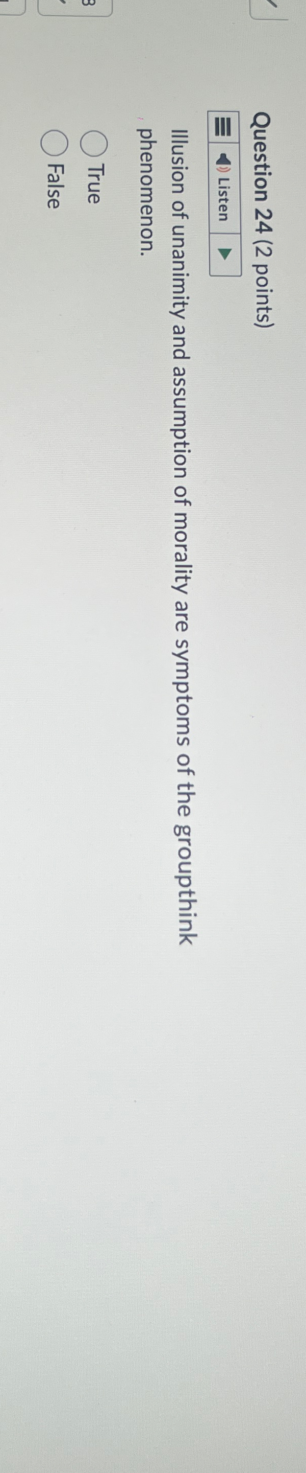 Solved Question 24 (2 ﻿points)ListenIllusion of unanimity | Chegg.com