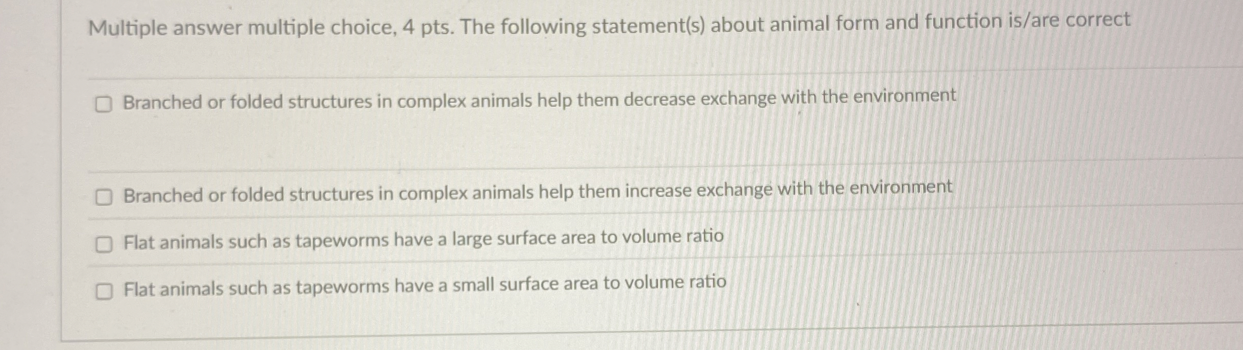 Solved Multiple answer multiple choice, 4 ﻿pts. ﻿The | Chegg.com