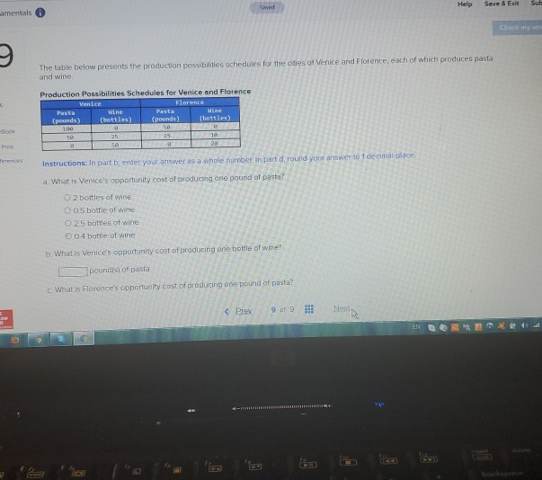 Solved Help Save & Exit Sul amentals The table below | Chegg.com