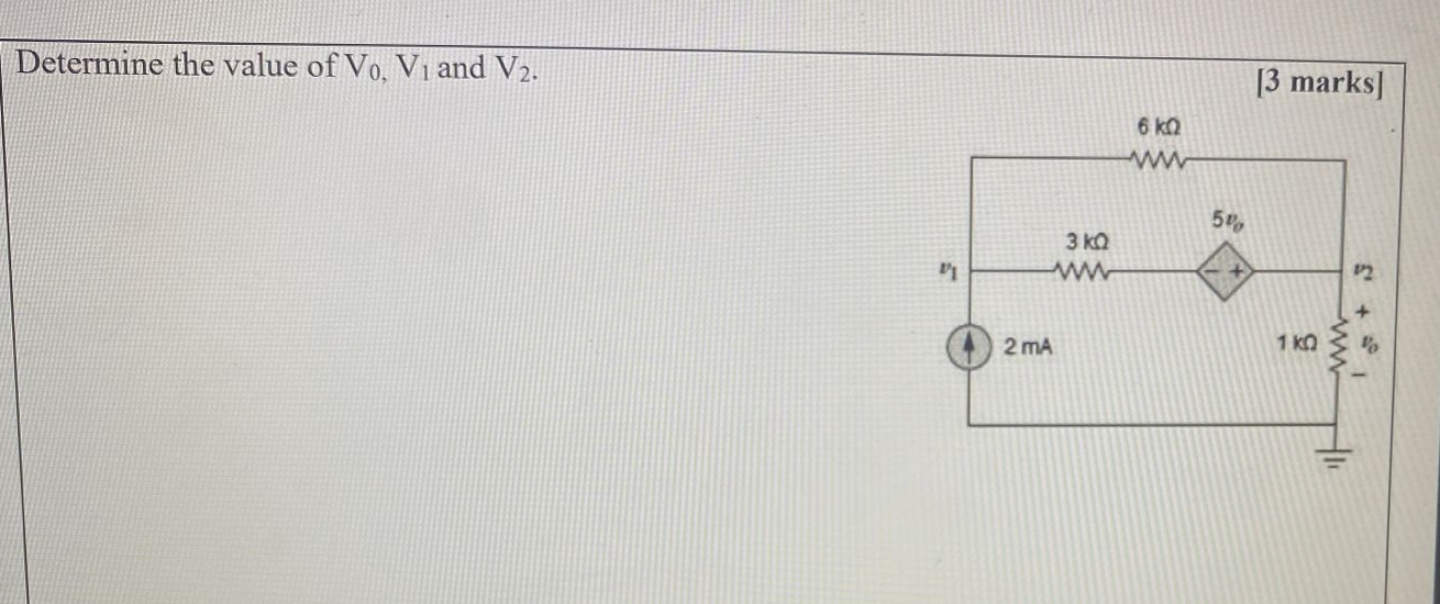 Solved Determine the value of V0,V1 ﻿and V2. | Chegg.com