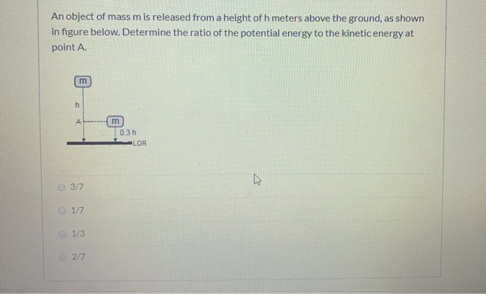Solved An object of mass m is released from a height of h | Chegg.com