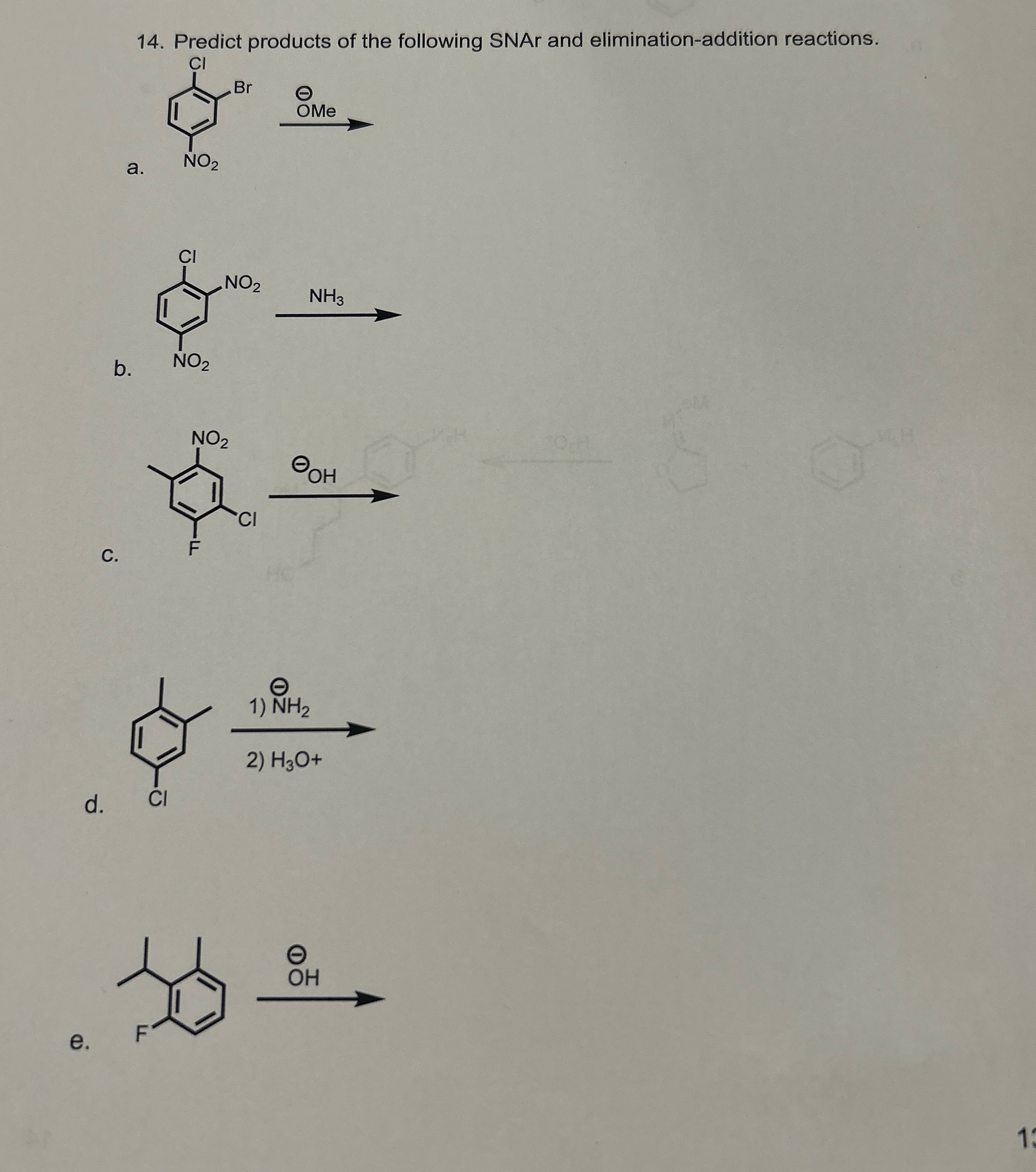 Solved Predict products of the following SNAr and | Chegg.com