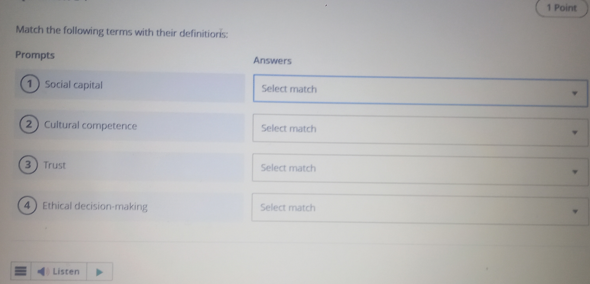 Solved Match the following terms with their | Chegg.com