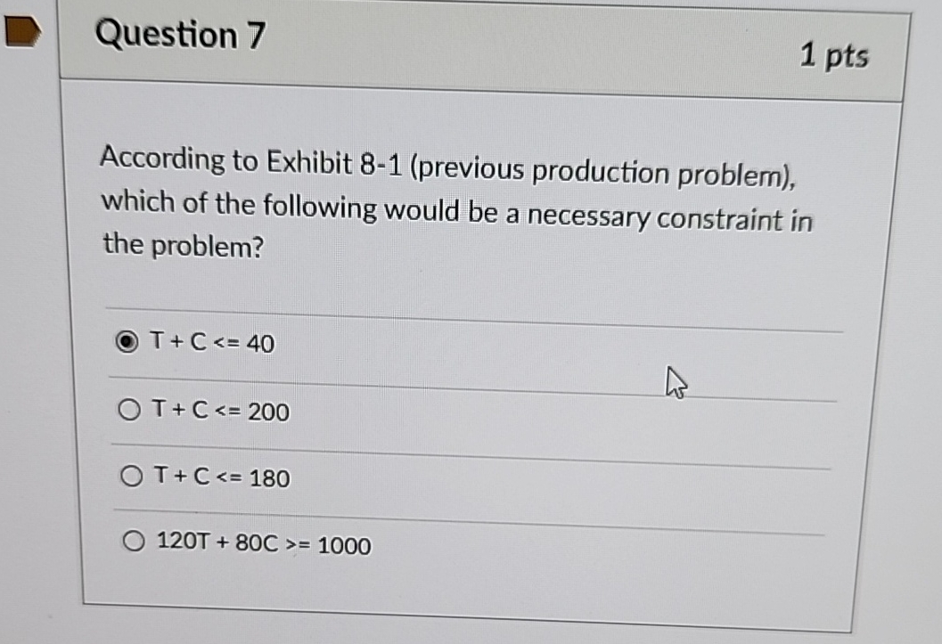 Solved Question 71 ﻿ptsAccording to Exhibit 8-1 (previous | Chegg.com