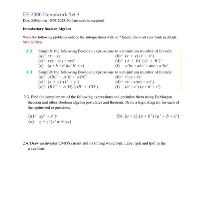 Solved EE 2000 Homework Set 3 Due: 5:00pm on 10/03/2023. No | Chegg.com