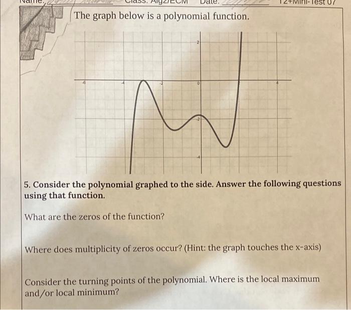 Solved The graph below is a polynomial function. 5. Consider | Chegg.com