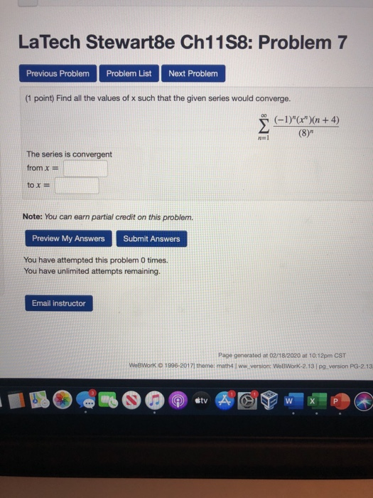 Solved LaTech Stewart8e Ch1188: Problem 7 Previous Problem | Chegg.com