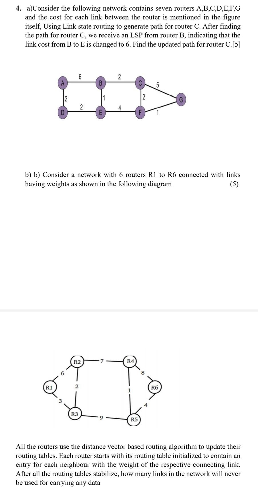 Solved 4. a)Consider the following network contains seven | Chegg.com