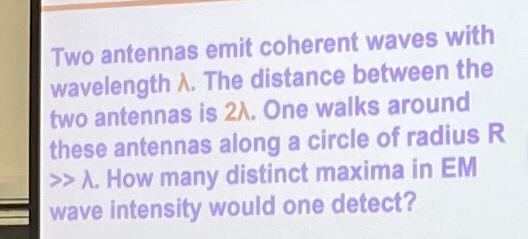 Solved Two antennas emit coherent waves with wavelength λ. | Chegg.com