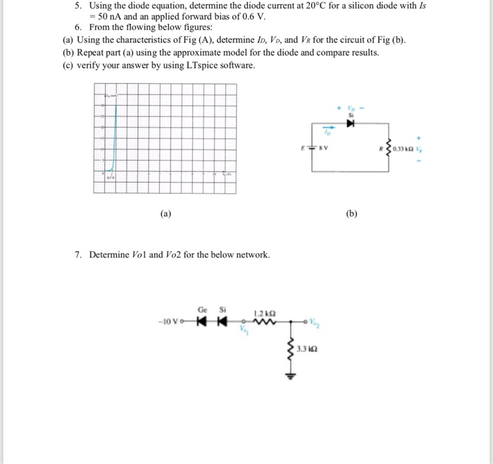 Solved 5. Using the diode equation, determine the diode | Chegg.com