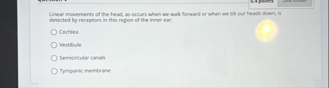 Solved Linear movements of the head, as occurs when we walk | Chegg.com