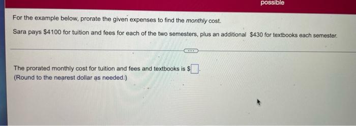 Solved possible For the example below, prorate the given | Chegg.com