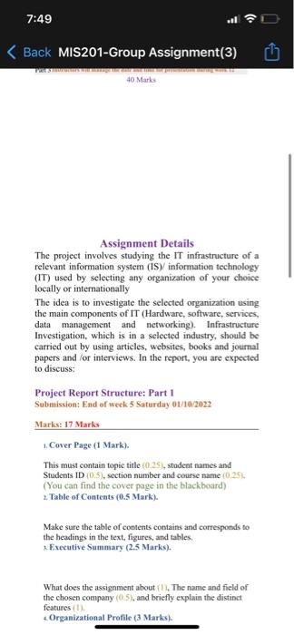 Solved Assignment Details The project involves studying the | Chegg.com