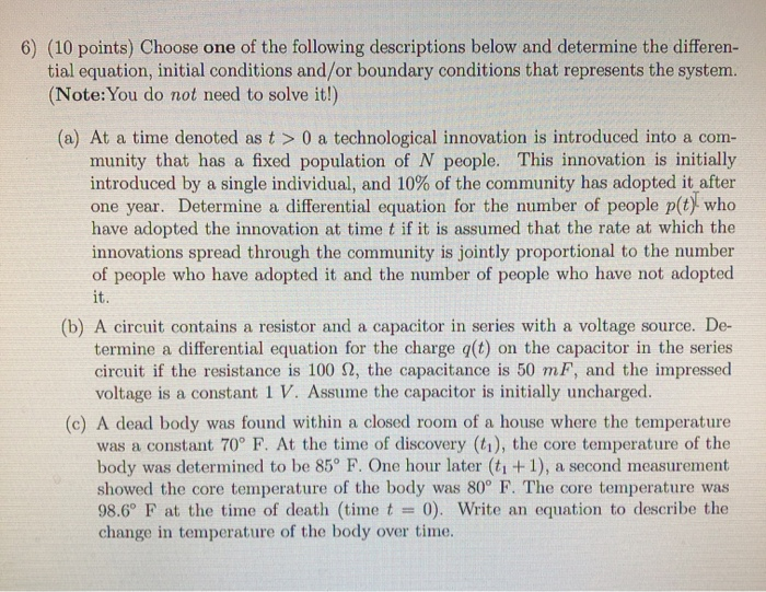 Solved 6) (10 points) Choose one of the following | Chegg.com Solved 6) (10 points) Choose one of the following | Chegg.com