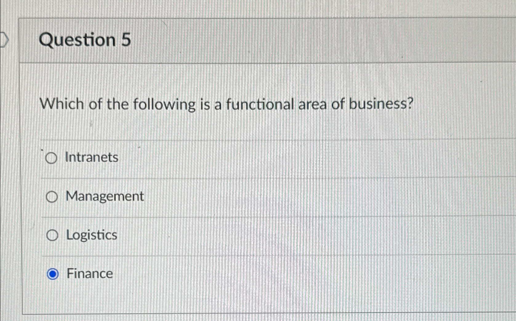 Solved Question 5Which of the following is a functional area | Chegg.com