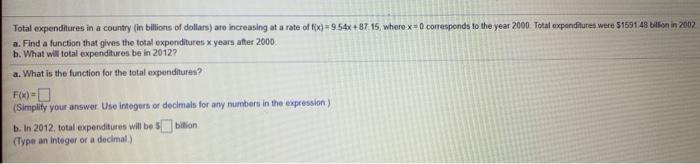 Solved Total expenditures in a country (in billions of | Chegg.com