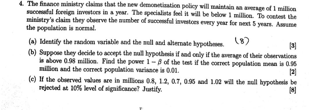 Solved 4. The finance ministry claims that the new | Chegg.com