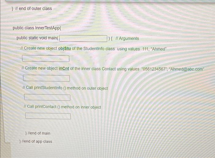 Solved Question 2 The following Java program defines an | Chegg.com