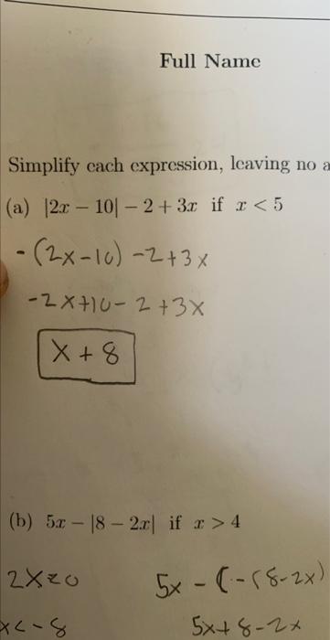 Solved Simplify each expression, leaving no (a) | Chegg.com
