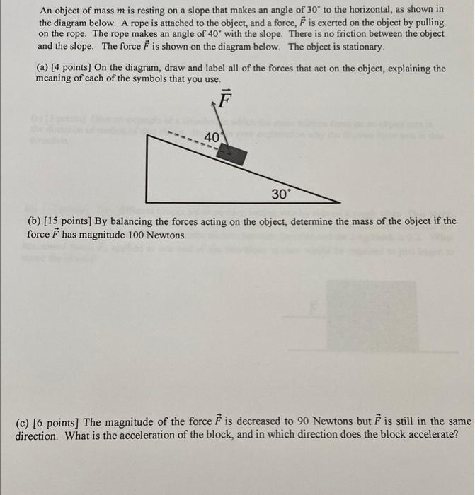 Solved An object of mass m is resting on a slope that makes | Chegg.com