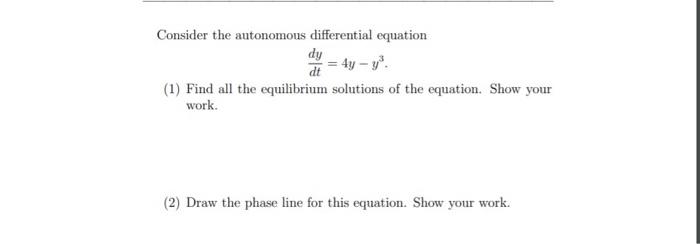 Solved Consider the autonomous differential equation dy dt = | Chegg.com