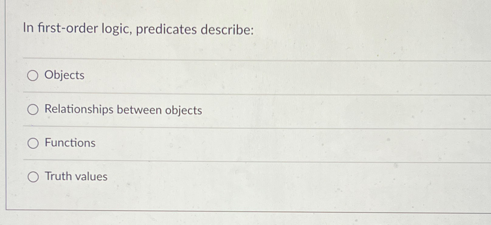 Solved In first-order logic, predicates | Chegg.com