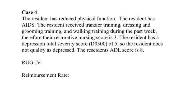 Assignment: Practice with SNF RUGS-IV Classification | Chegg.com