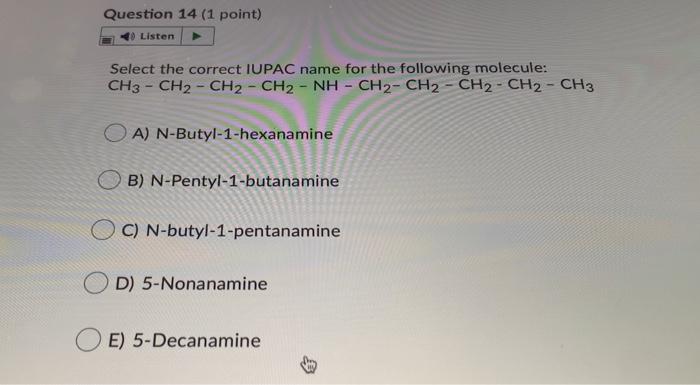 Solved Question 14 (1 point) € Listen Select the correct | Chegg.com