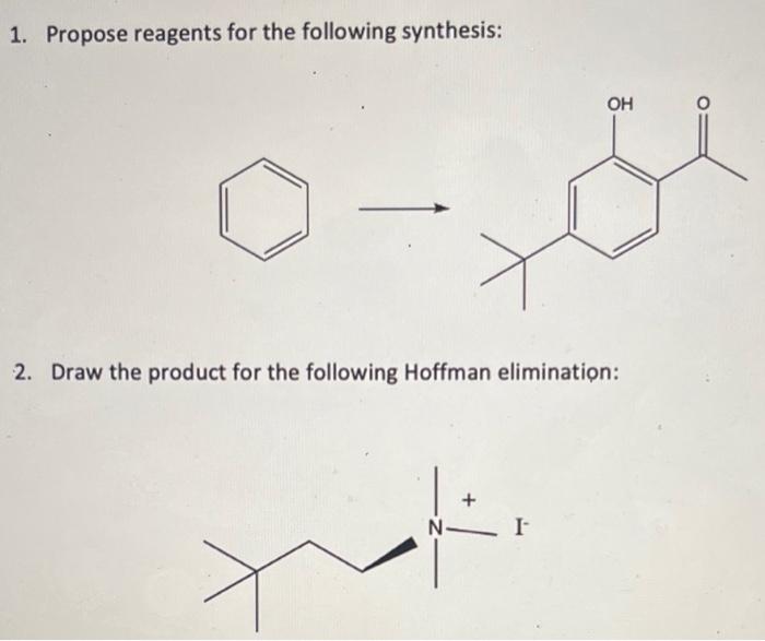 Solved 1. Propose reagents for the following synthesis: OH | Chegg.com