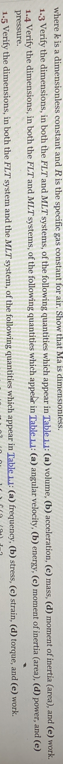 Solved 1.3 ﻿Verify the dimensions, in both the FLT and MLT | Chegg.com