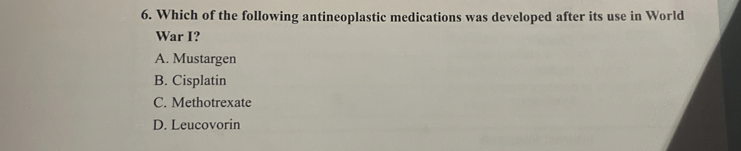 Solved Which of the following antineoplastic medications was | Chegg.com