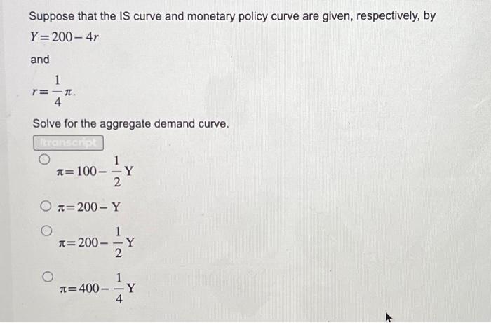 Solved Suppose that the IS curve and monetary policy curve | Chegg.com