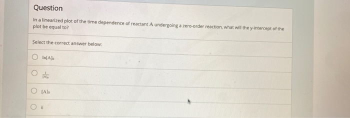 Solved Question In a linearized plot of the time dependence | Chegg.com
