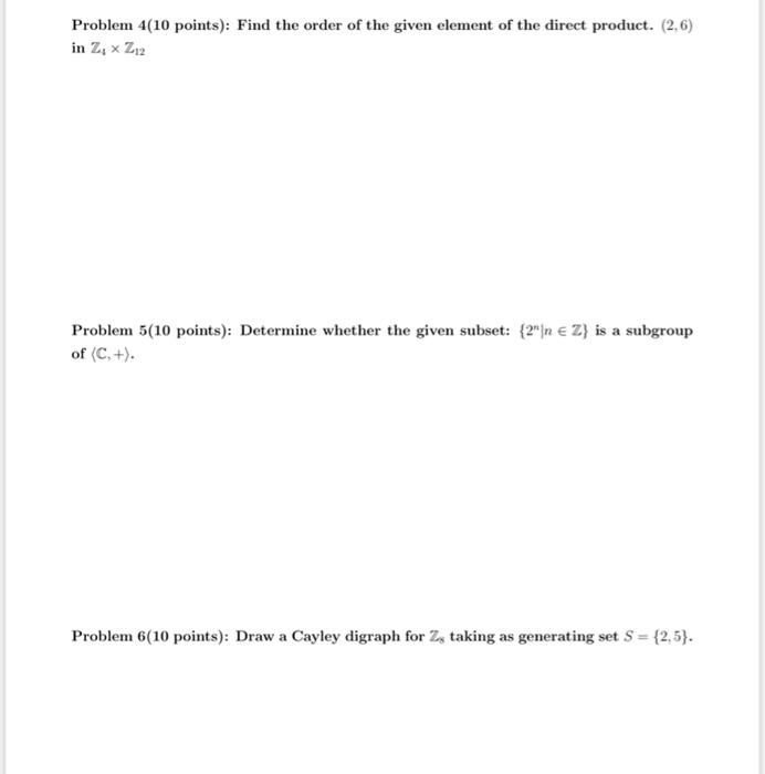 Solved Problem 4(10 points): Find the order of the given | Chegg.com