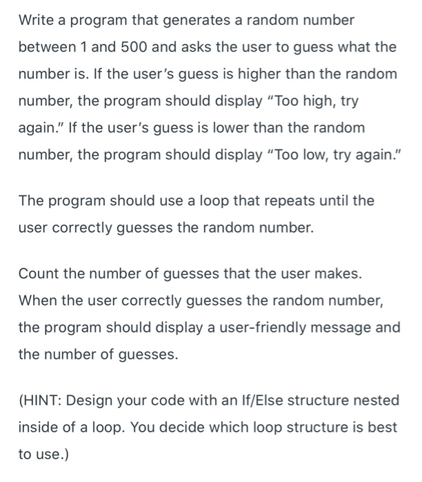 Solved Xcode on Mac Making Loop for Guessing Number Game An | Chegg.com