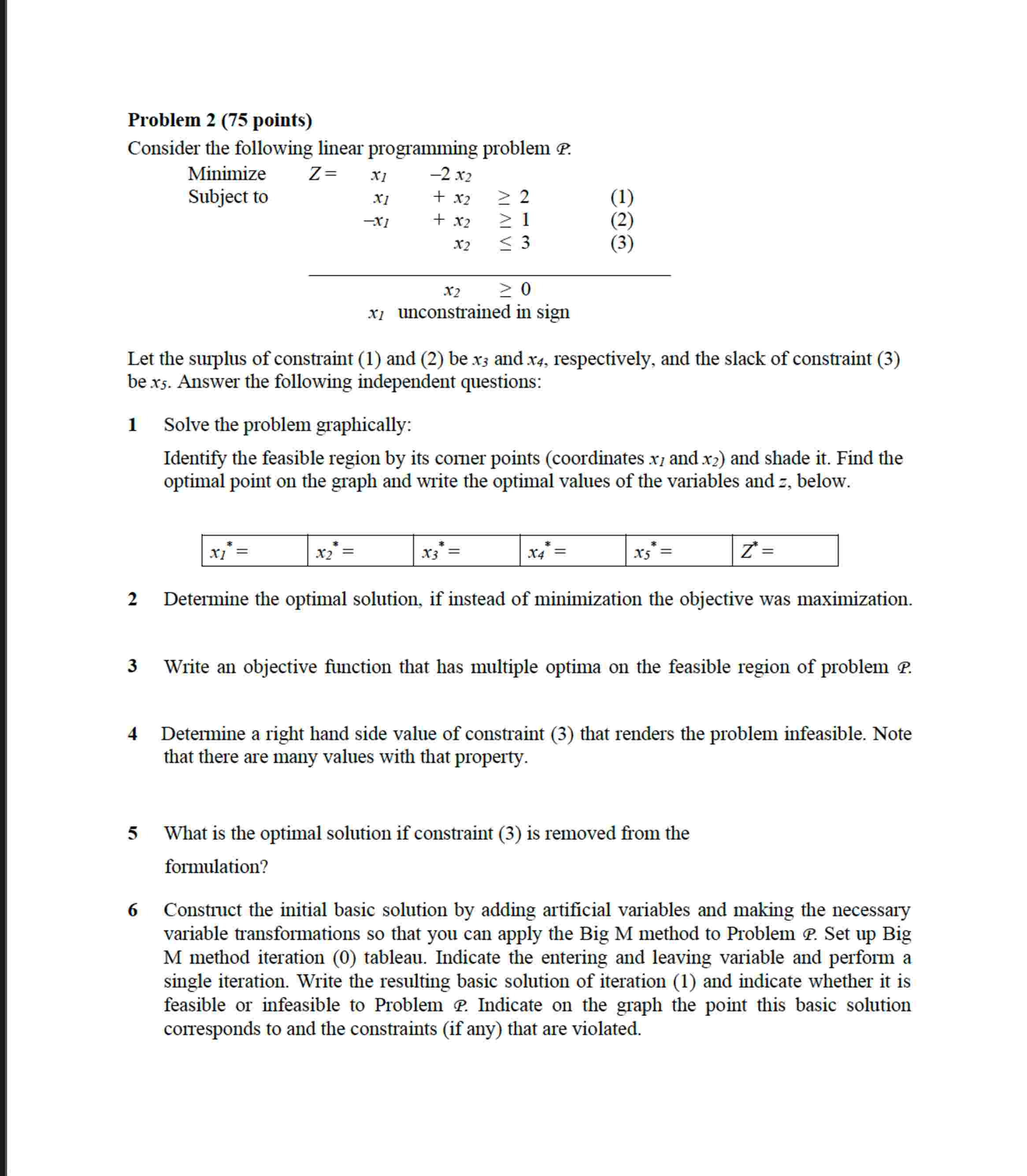 Solved Problem 2 ( 75 ﻿points) ﻿Consider the following | Chegg.com