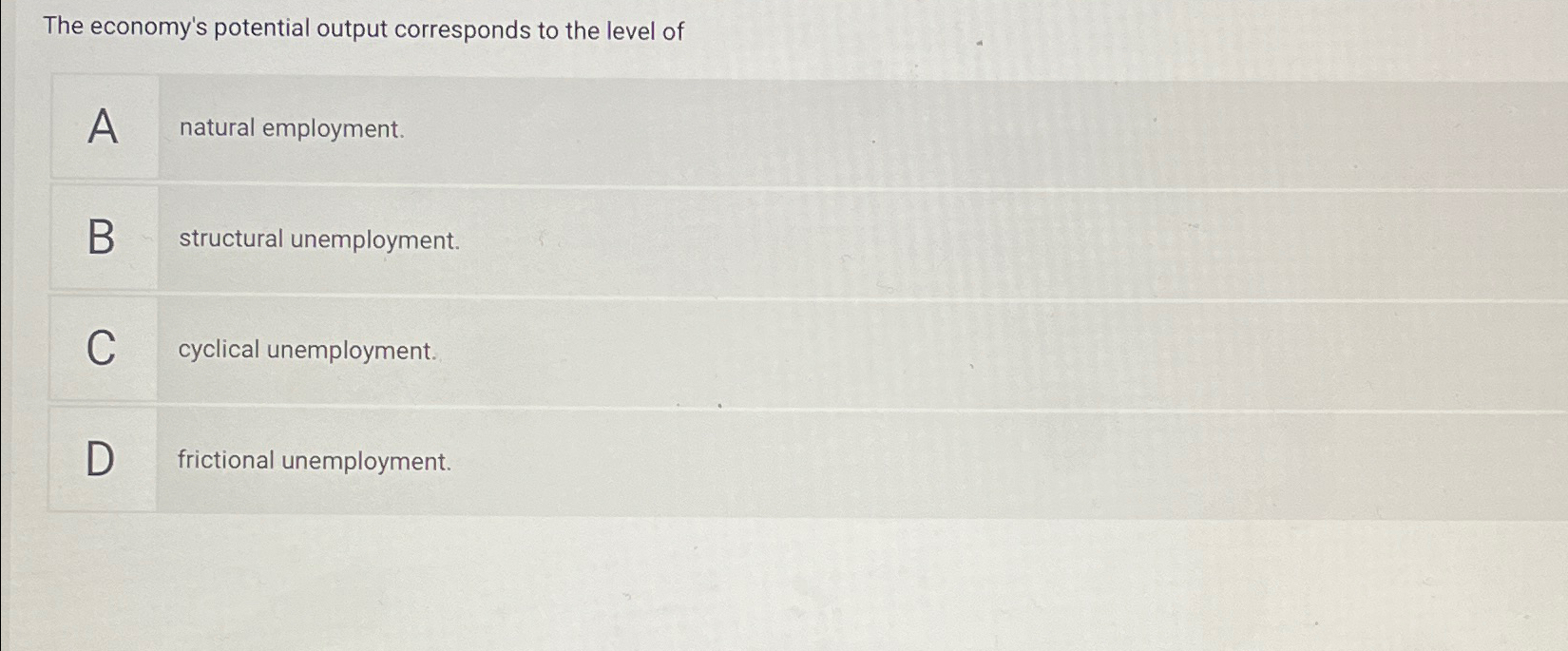 Solved The economy's potential output corresponds to the | Chegg.com