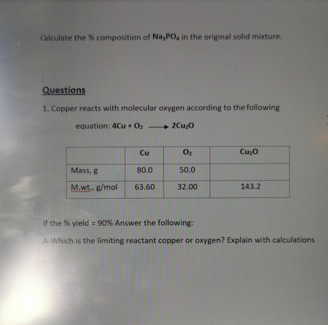 Solved Calculate the % composition of Na3PO4 in the original | Chegg.com