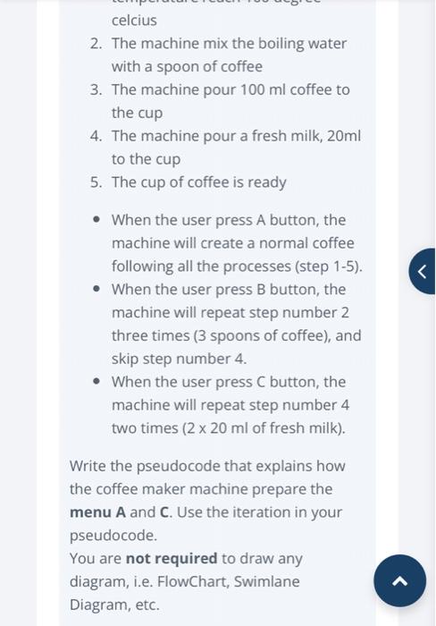 Solved Solve the following problem using pseudocode A coffee | Chegg.com