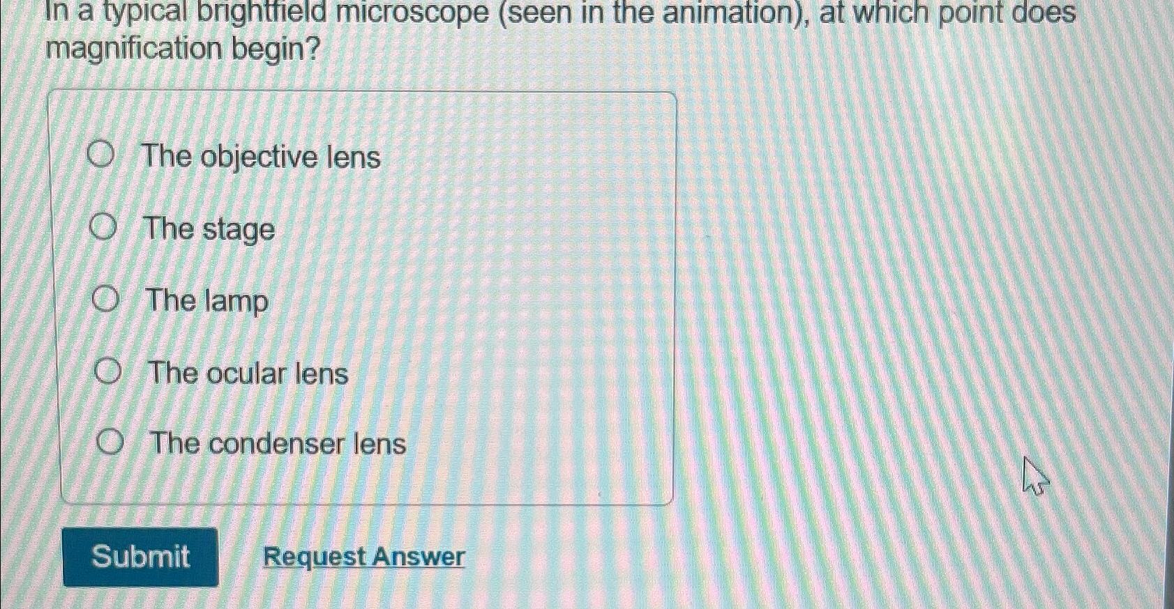 Solved In a typical brightfield microscope (seen in the | Chegg.com